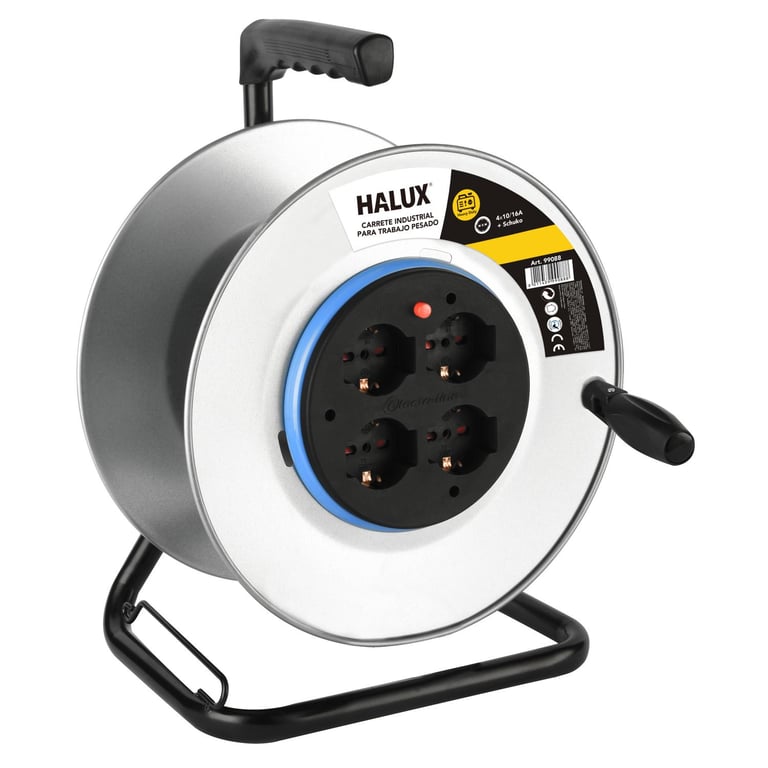 HALUX - Carrete Alargador Shuko 16A 4 Toma(s) 40 m Negro/Gris | Ofertitas
