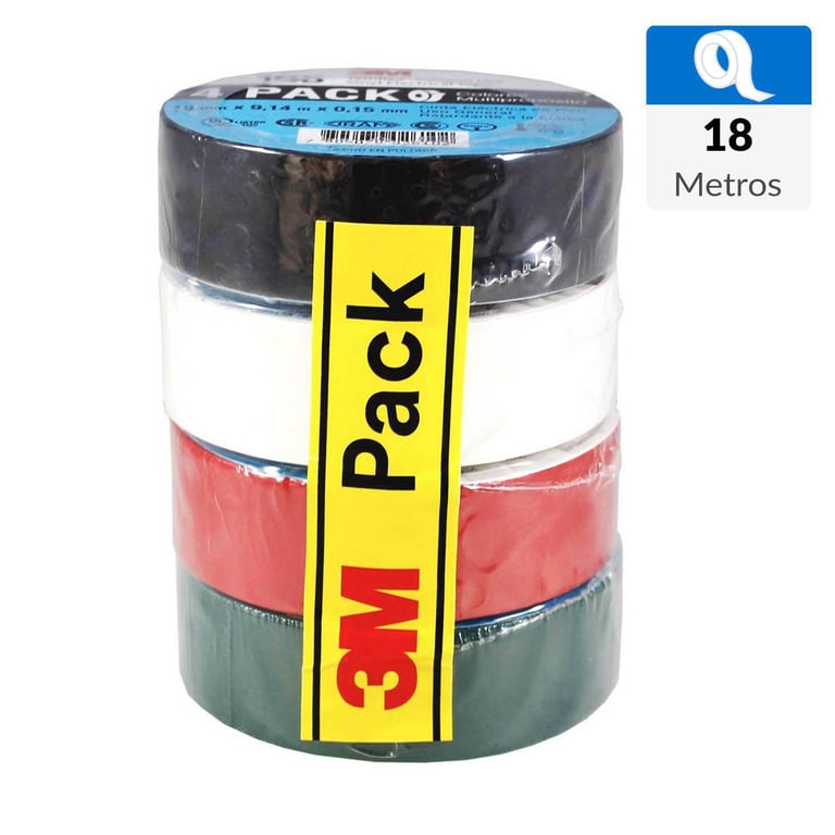 3M - Pack Cinta Aisladora Eléctrica 19 mm x 18 m Colores | Ofertitas
