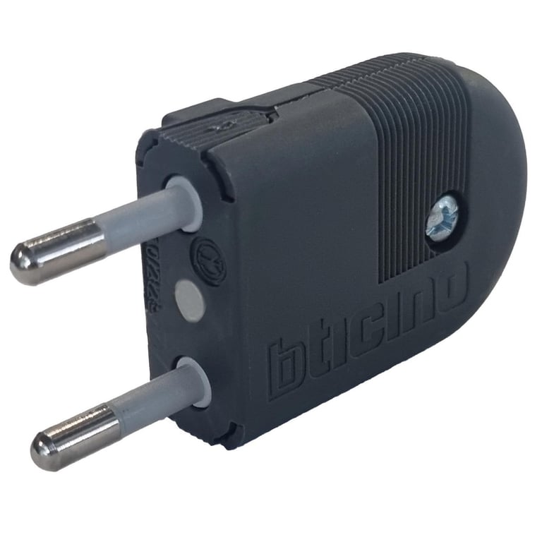 BTICINO - Enchufe macho volante profesional 2P 10A Gris | Ofertitas